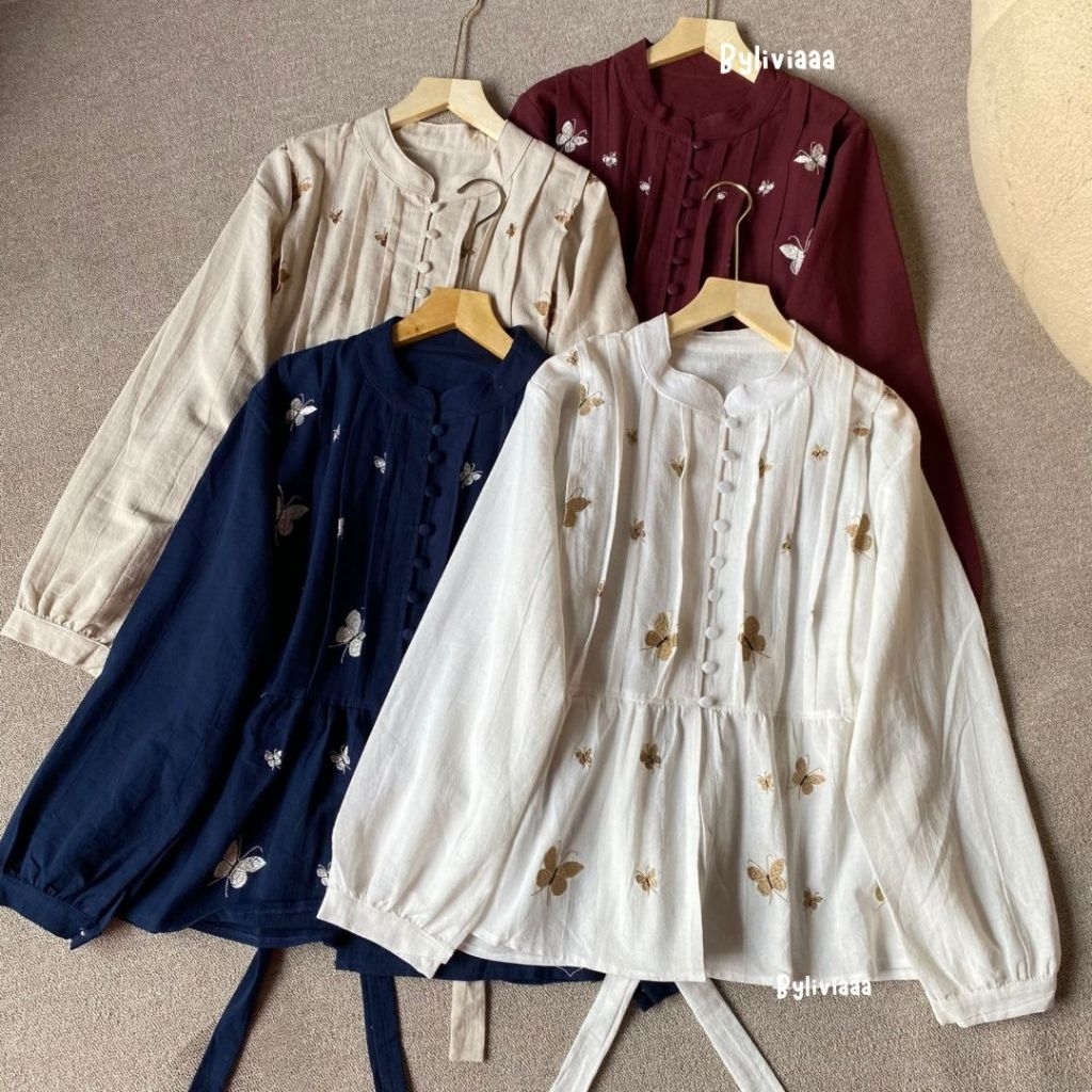 Jual Safiraa Blouse Bordir Kupu Premium | Shopee Indonesia