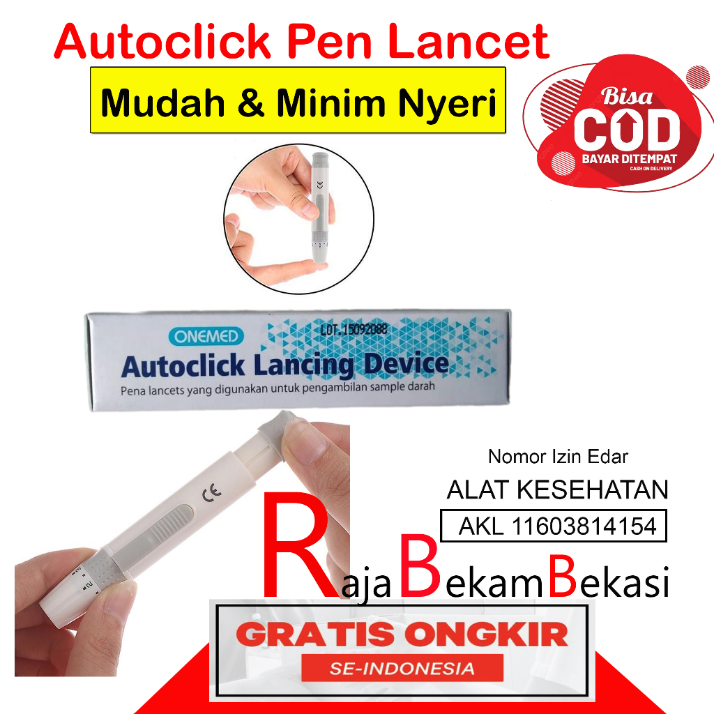 Jual Onemed Autoclick Pen Lancet | Alat Ambil Darah Ujung Jari | Shopee ...