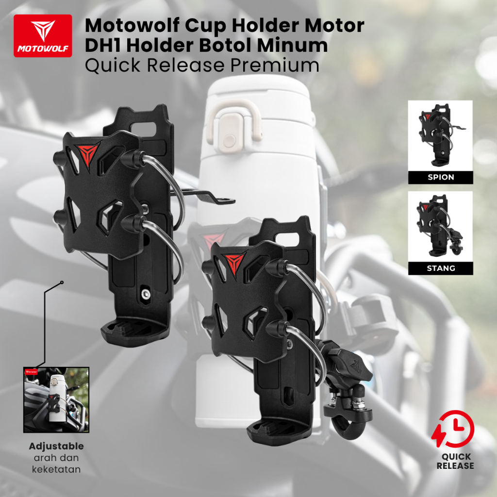 Jual Cup Holder Sepeda Motor Motowolf Botol Holder DH1 Quick Release ...