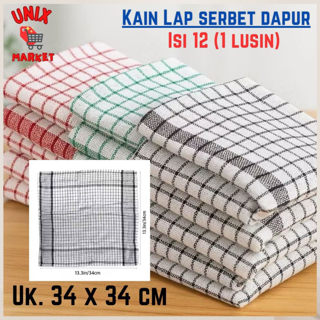 Jual Kain Lap ISI 12 lap Dapur Topo Serbet Kain Lap Meja Piring Bentuk ...