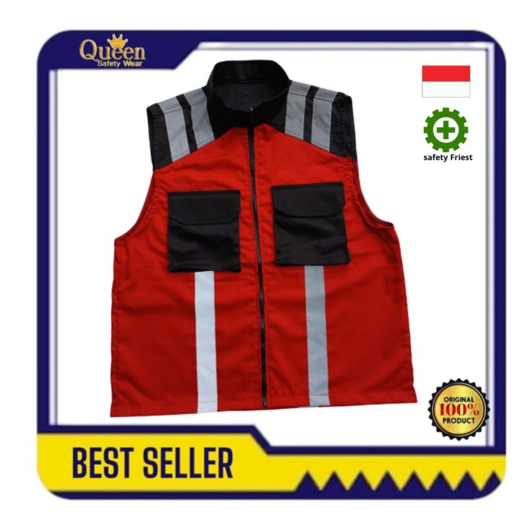 Jual CUSTOM ROMPI SAFETY / SAFETY VEST MODEL KERAH / ROMPI PROYEK ROMPI ...