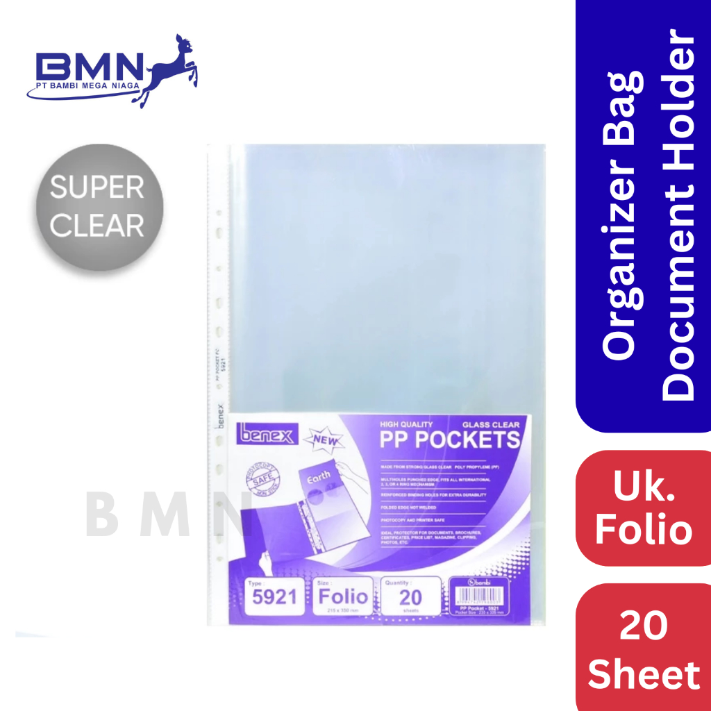 Jual Benex Document Pocket Folio Transparant Tipe Sheet Protector ...