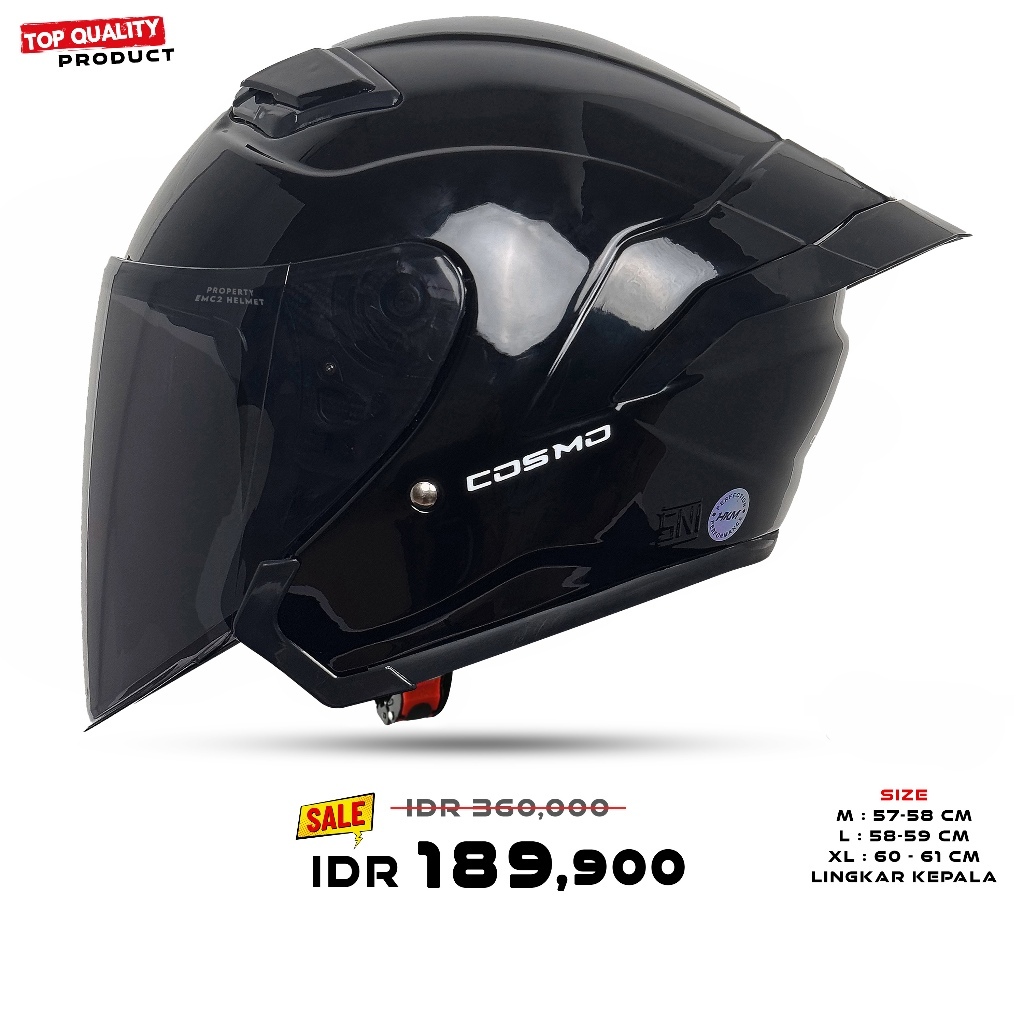 Jual Helm Mla Cosmo Black Glosy Free Spoiler-Helm Terbaru Kekinian Pria ...