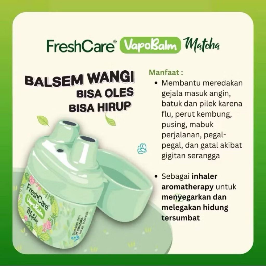 Jual [New] FreshCare Vapobalm Matcha 2in1 Double Inhaler balm fresh ...