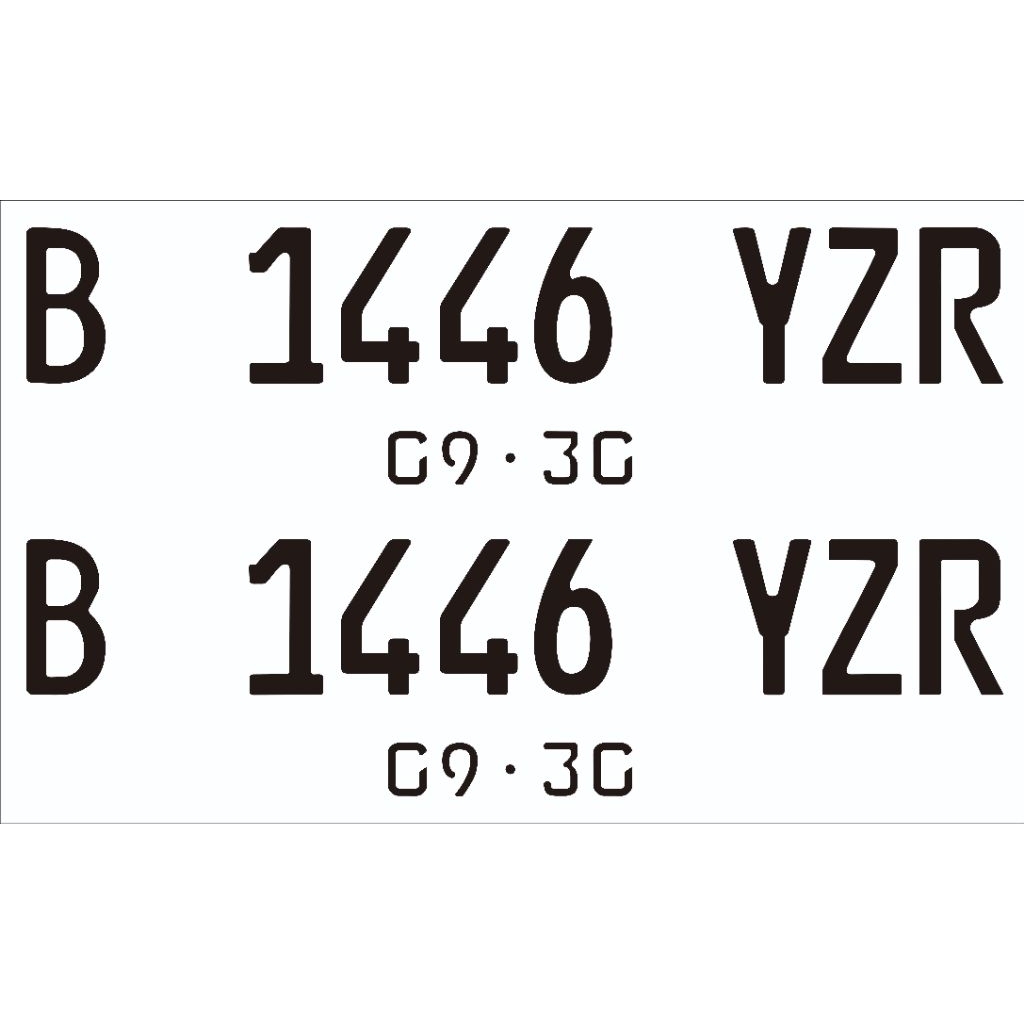 Jual cutting stiker huruf dan angka plat nomor motor dan mobil font ...