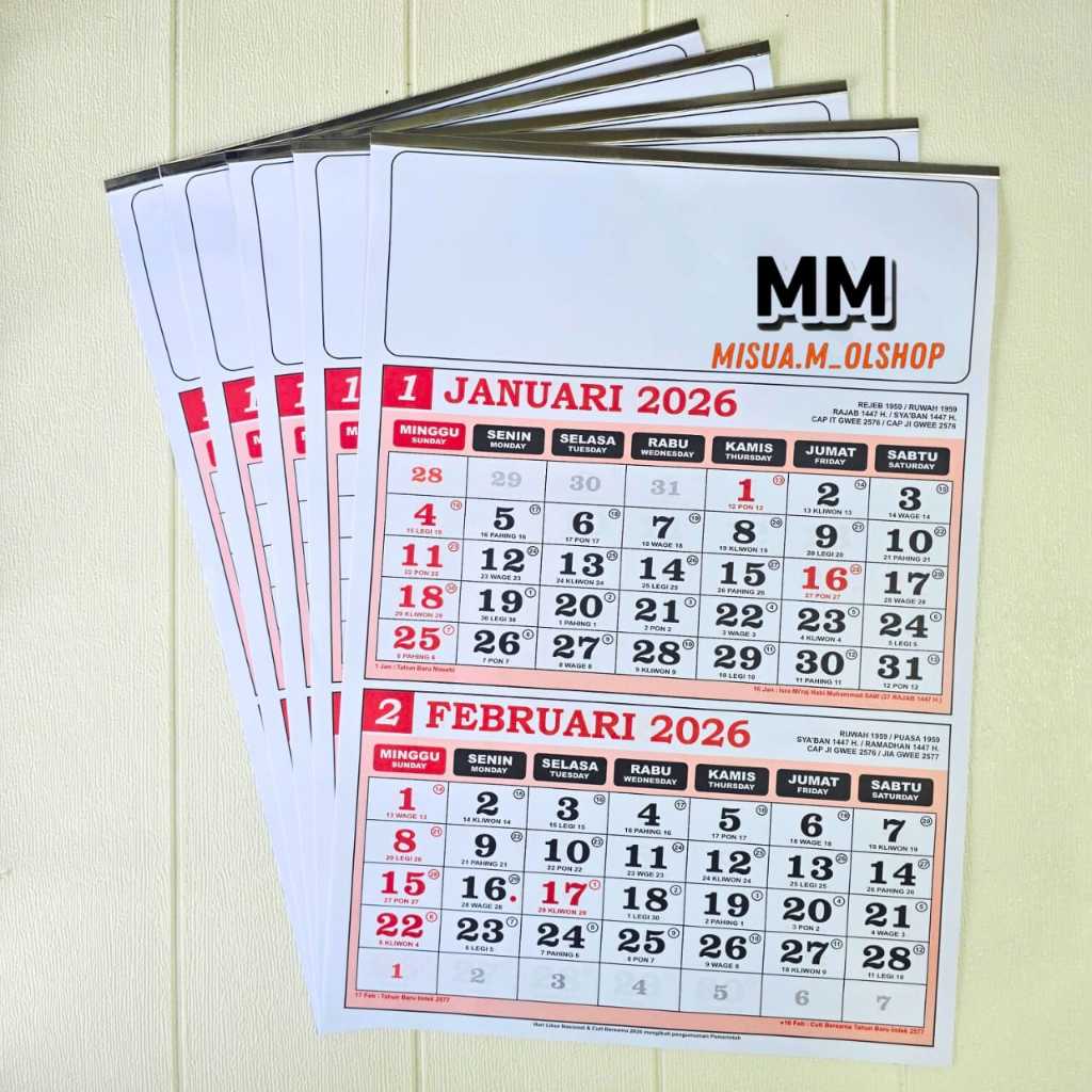 Jual KALENDER DWI BULAN TERBARU TAHUN 2026 UKURAN 44 X 31 CM TAHUN 2026 ...