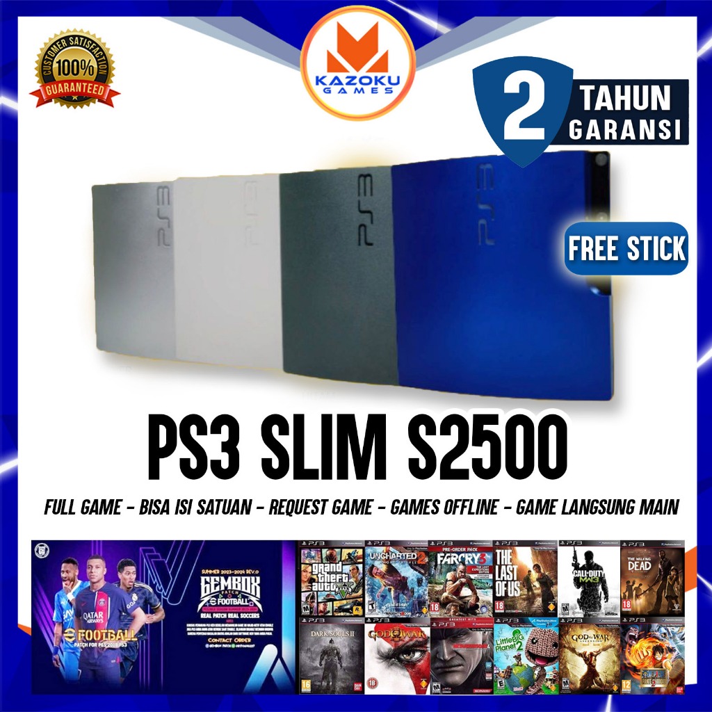 Jual PS3 PS 3 SLIM SONY PLAYSTATION CFW SERI 2500 GRADE A 160GB - 500GB ...