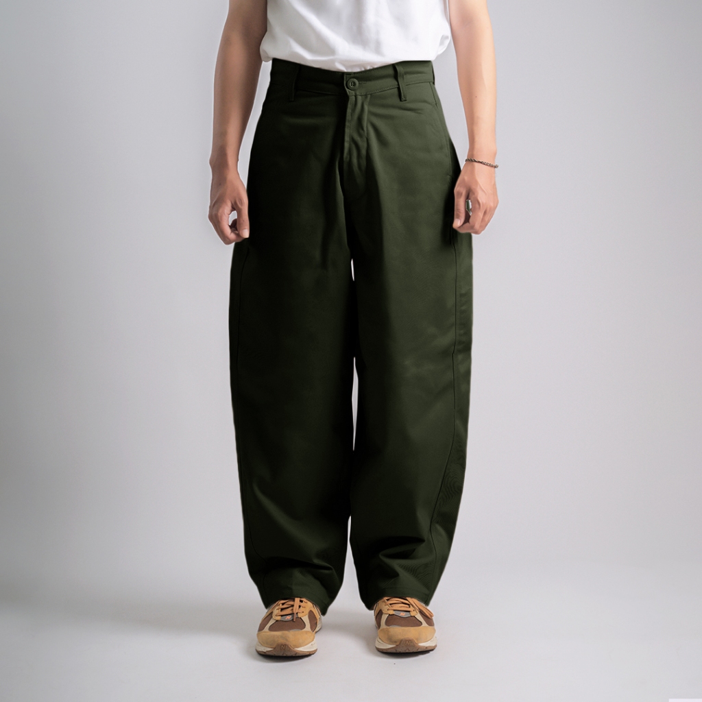 Jual PLAIN AS DAY - PLAIN BARREL PANTS - ARMY | Shopee Indonesia