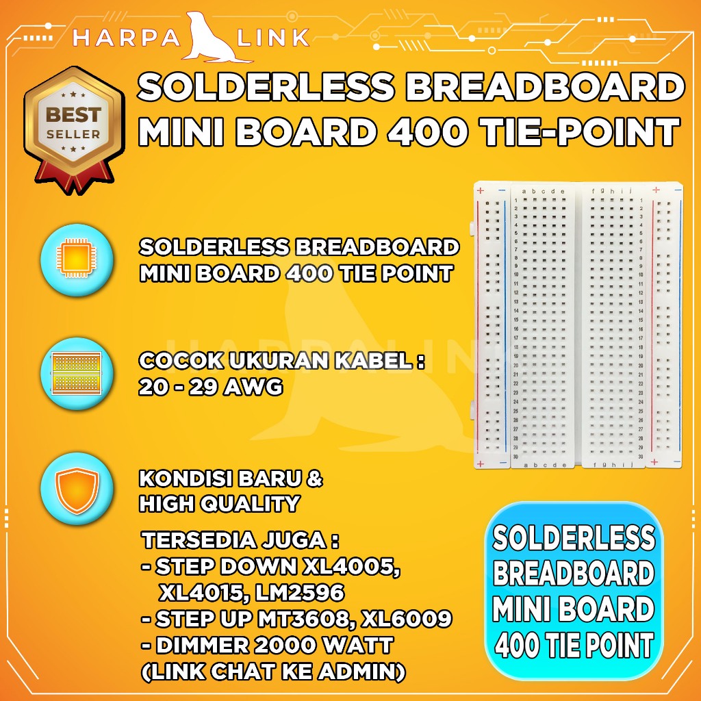 Jual Breadboard Mini Solderless 400 400P Breadboard Solderless Ukuran ...