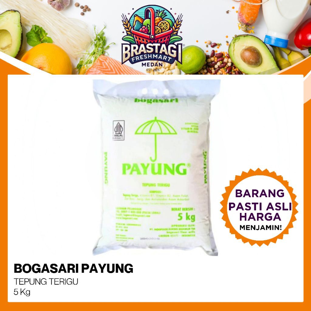 Jual BRASTAGI FRESHMART - BOGASARI PAYUNG TEPUNG TERIGU PAYUNG 5KG ...
