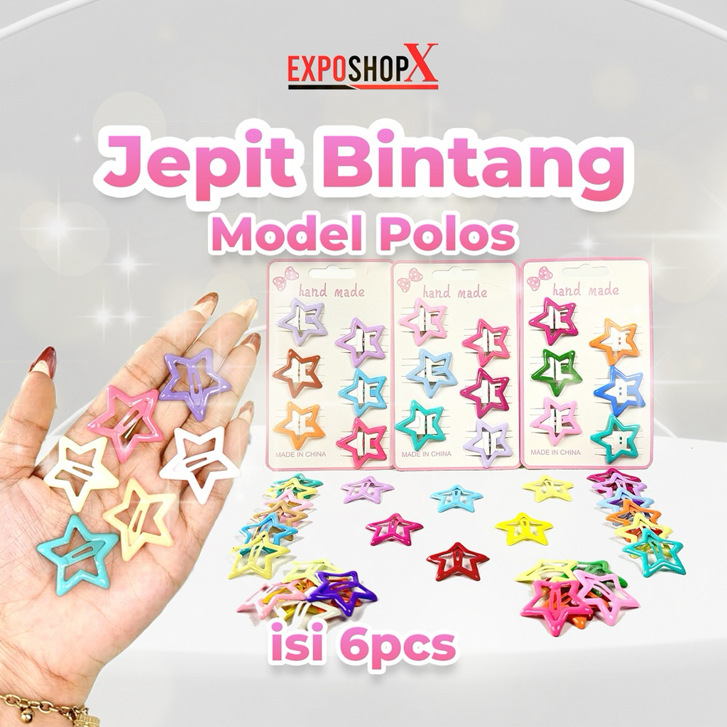 Jual Jepit Bintang Polos 6pcs / Jepit Rambut Bentuk Bintang Hair Clips ...