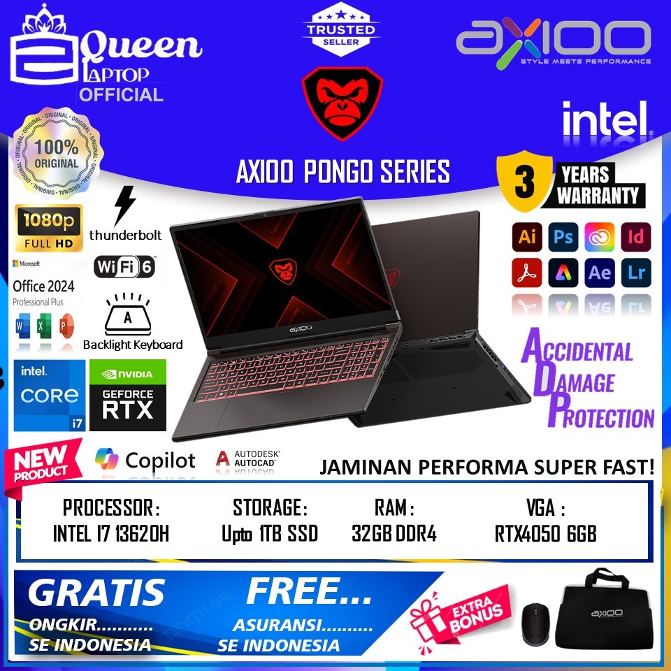 Jual Laptop Gaming Axioo Pongo 750 Intel I7 13650H 32GB 1TB SSD RTX4050 ...