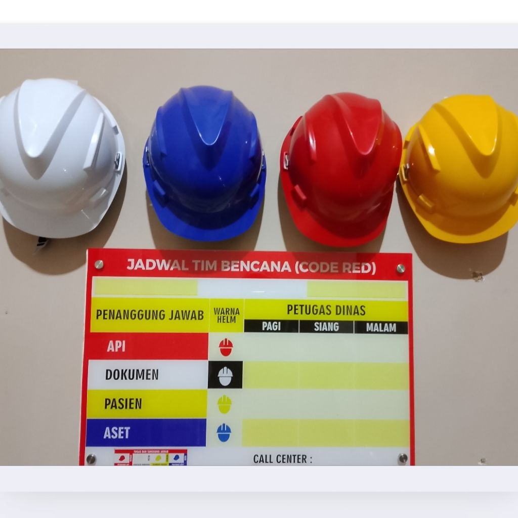 Jual 1 Set Papan Akrilik Code Red, Helm Keselamatan, Akrilik Daftar ...