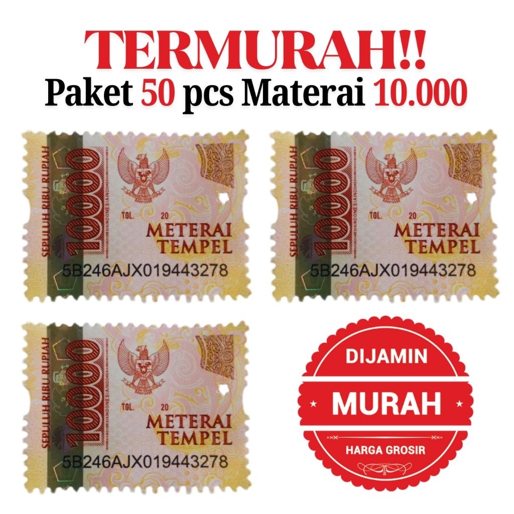 Jual MATERAI 10000 ASLI 50 PCS HARGA GROSIR | Shopee Indonesia