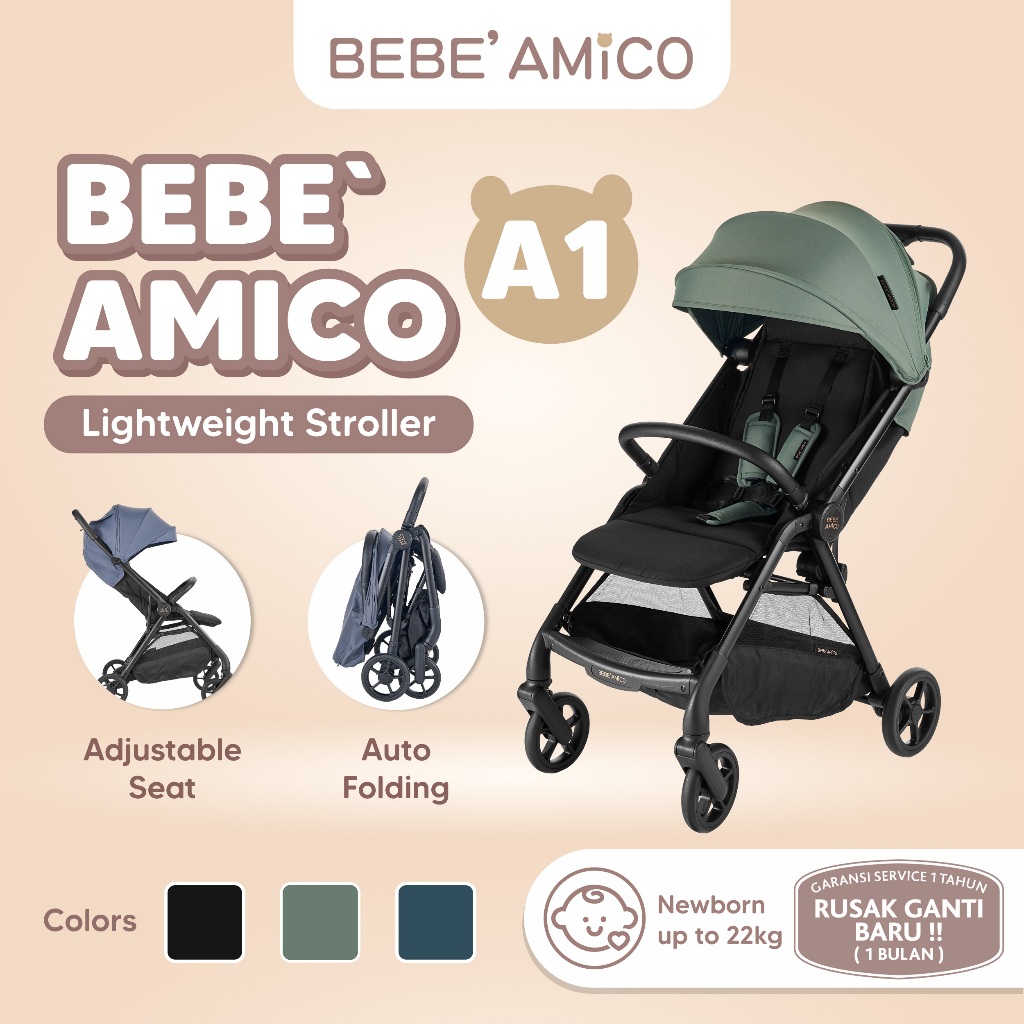 Jual BEBE AMICO A1 Stroller Bayi Lipat Otomatis Ringan Lightweight ...