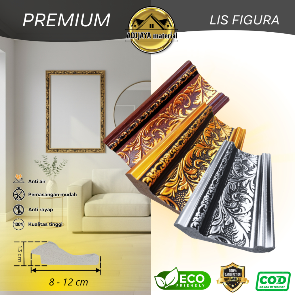 Jual Lis Pigura PVC 8-12 cm x 2Meter / List Figura Plavon - Frame ...