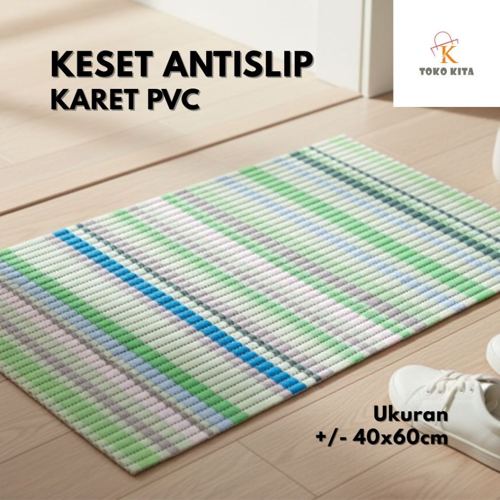 Jual Keset Antislip Karet PVC Motif Garis Linen Uk. +/- 40x60cm Tebal 0 ...