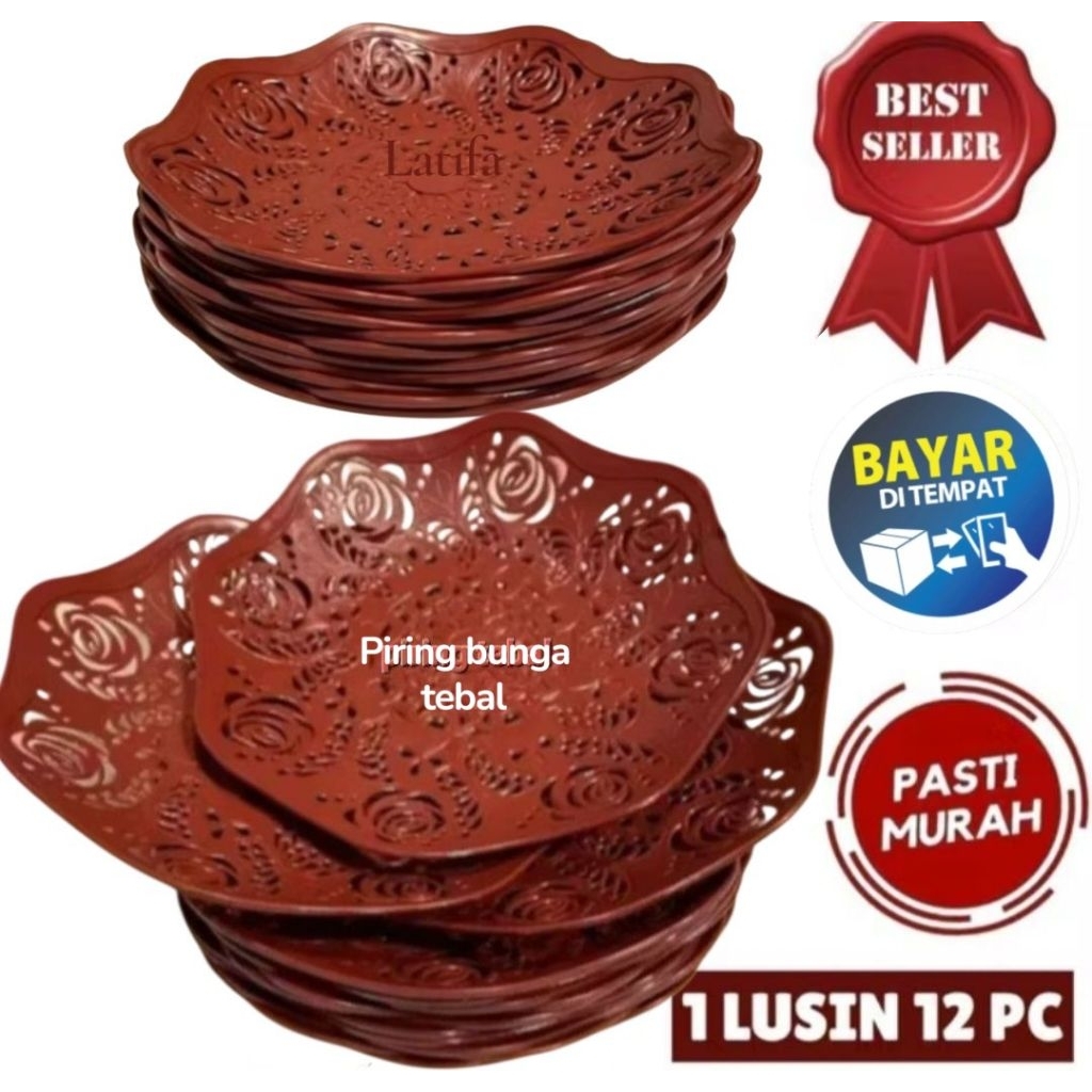 Jual Piring Rotan Cantik Motif Bunga isi 12 pcs | Shopee Indonesia