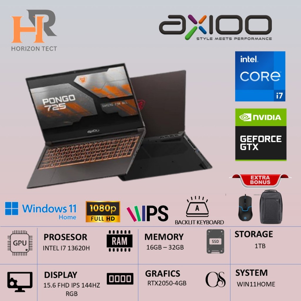 Jual Laptop Axioo PONGO 750 Intel I7 13620H Ram 16GB SSD 512GB RTX4050 ...