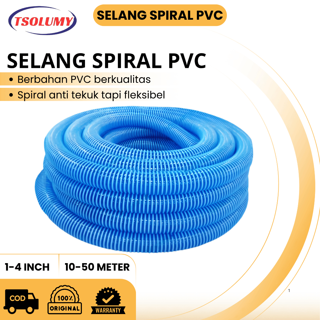 Jual Tsolumy Selang Air PVC Spiral Dorong Hisap 1.5/2/3/4 inci Selang ...