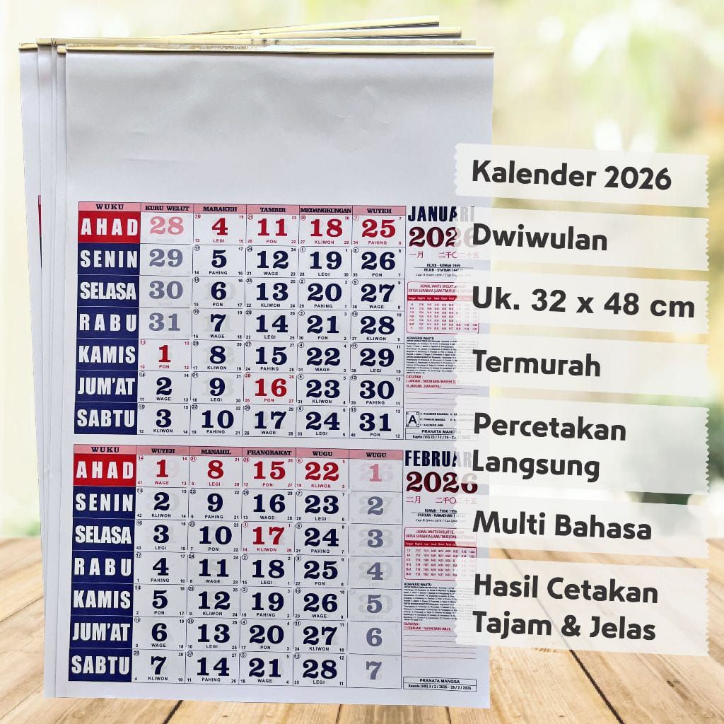 Jual beli 10 gratis 1)(Promo Kalender 2026 Dwiwulan Multi Bahasa Ukuran ...
