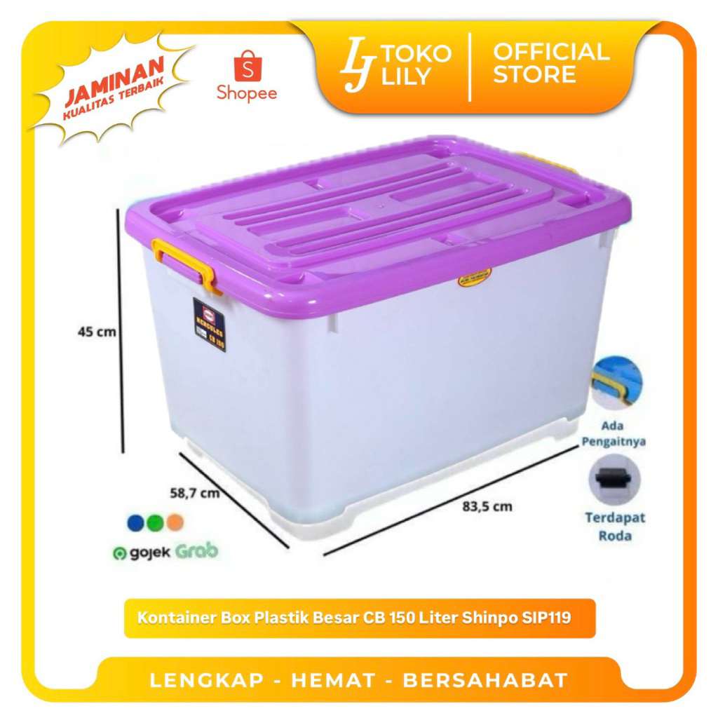 Jual Kontainer Box Plastik Besar CB 150 Liter Shinpo SIP119 | Shopee ...