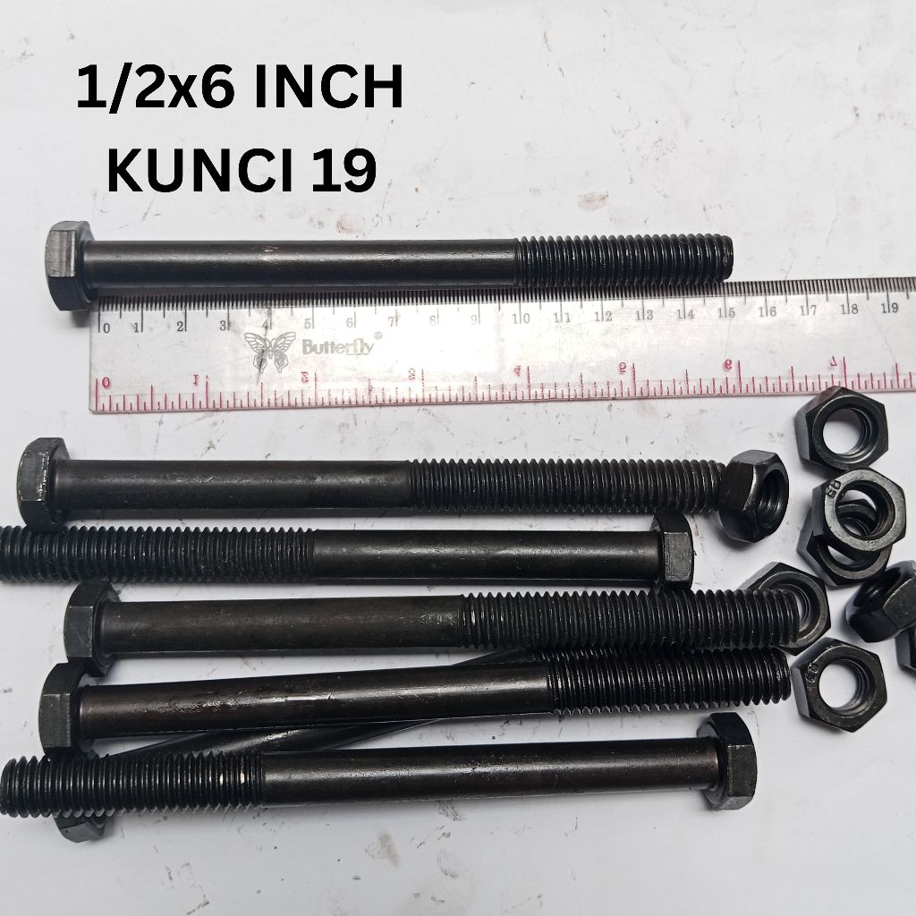 Jual BAUT HITAM NC 1/1x6" KUNCI 19 | Shopee Indonesia