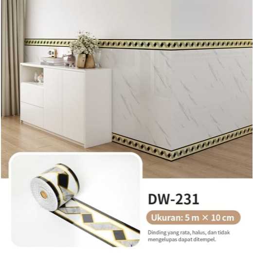 Jual (DW-231) Wall Border PVC Premium 5m x 10cm Easy Apply Wall Border ...