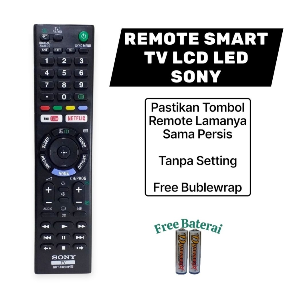 Jual Remote Remot Smart TV Sony Bravia (Youtube Netflix) - Free 2 Pcs ...