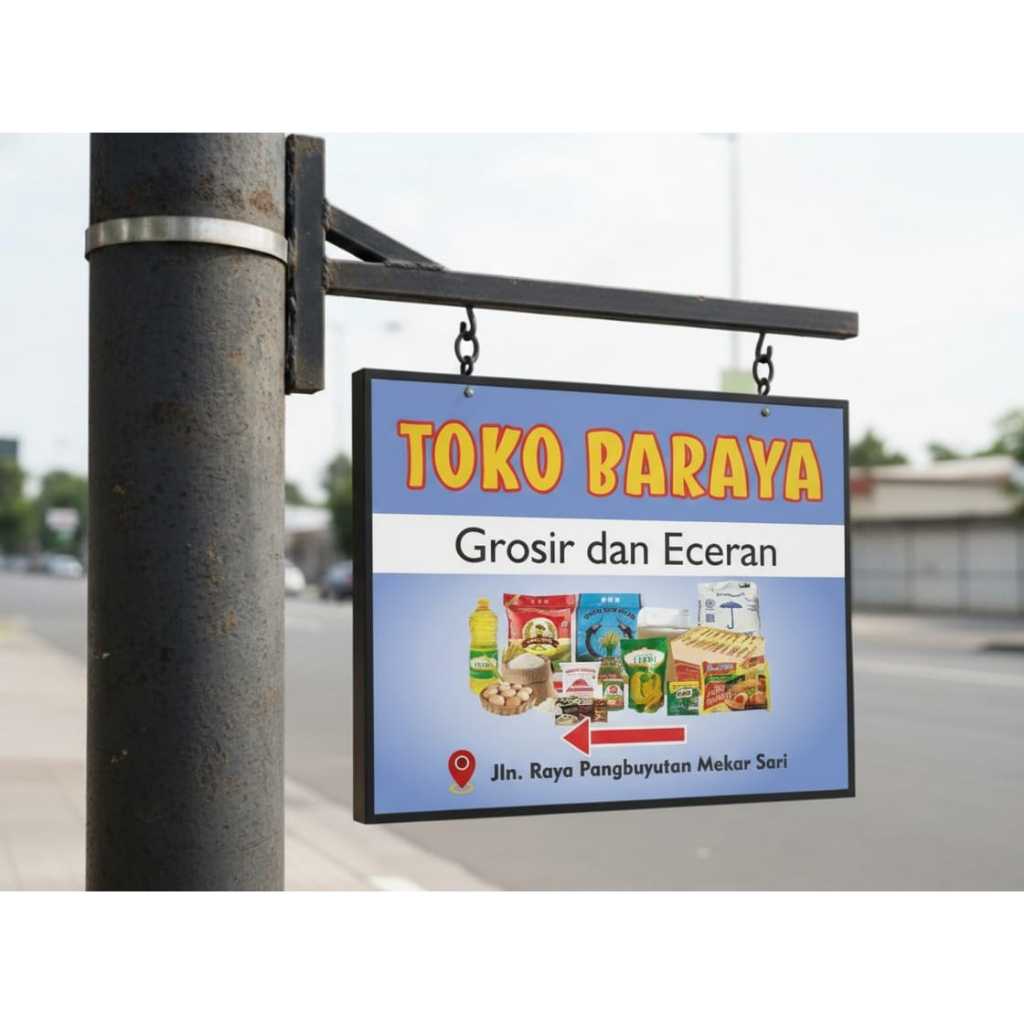 Jual Plang Nama Toko 2 sisi, Free Bracket Besi Kuat & Elegan – Siap ...