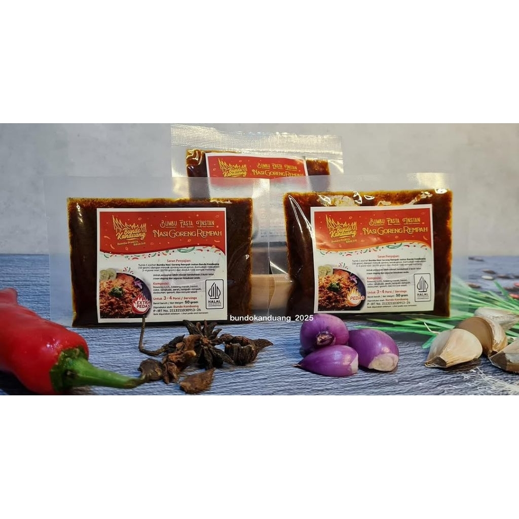 Jual BUMBU NASI GORENG REMPAH INSTAN BUNDO KANDUANG (50 gram) | Shopee ...