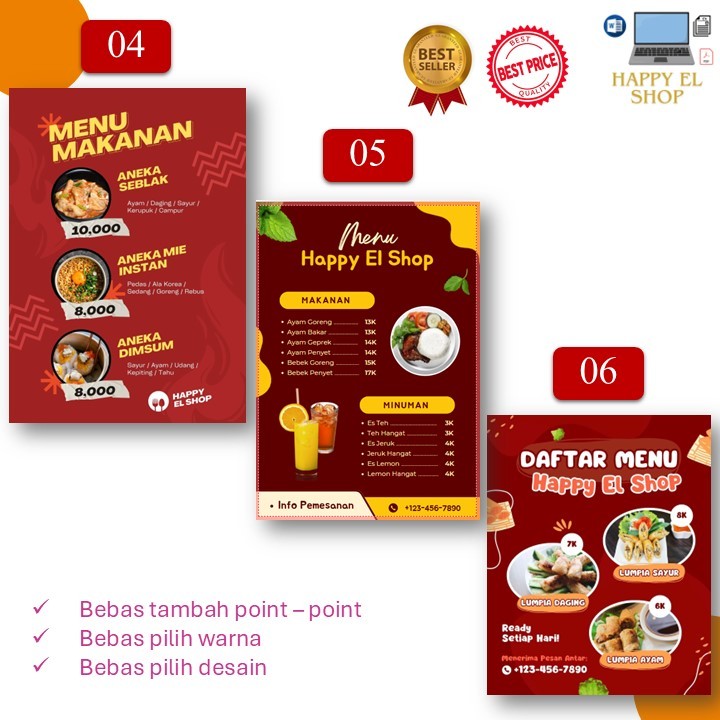 Jual JASA DESAIN DAFTAR MENU ( RESTAURANT | WARUNG | CAFE | SALON | DLL ...