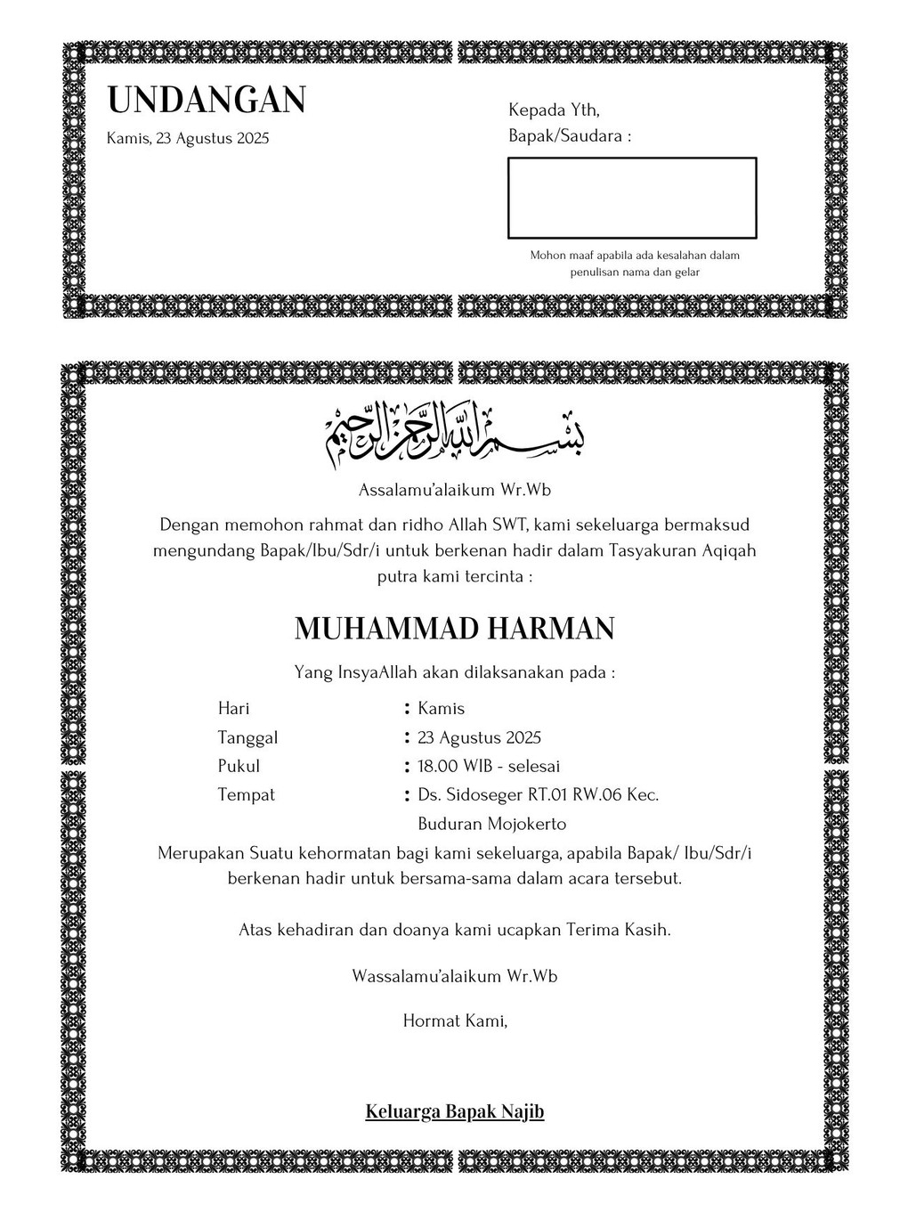 Jual UNDANGAN WALIMATUL URSY - UNDANGAN TAHLIL - UNDANGAN KHITANAN ...