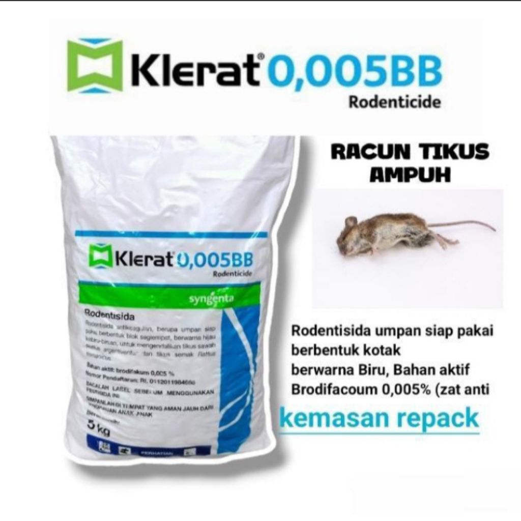 Jual TIKUS MATI Rodentisida KLERAT 0.005BB Racun Tikus KemasanRepack ...