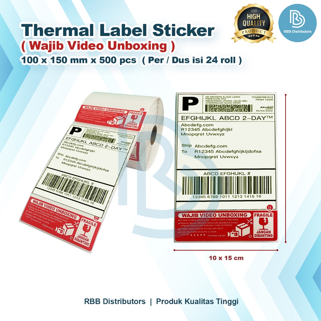 Jual Kertas Thermal Unboxing 100x150 Sticker Label Kertas Resi stiker ...