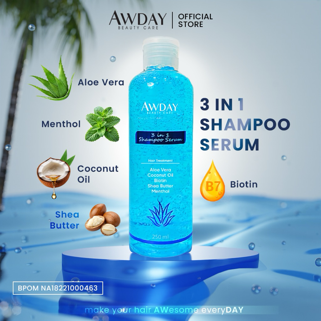 Jual Awday 3in1 Shampoo Serum Hair Treatment BPOM | Shopee Indonesia