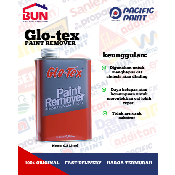 Jual Glo Tex Paint Remover Glotex Penghapus Cat Pengupas Cat 0.8 Ltr ...