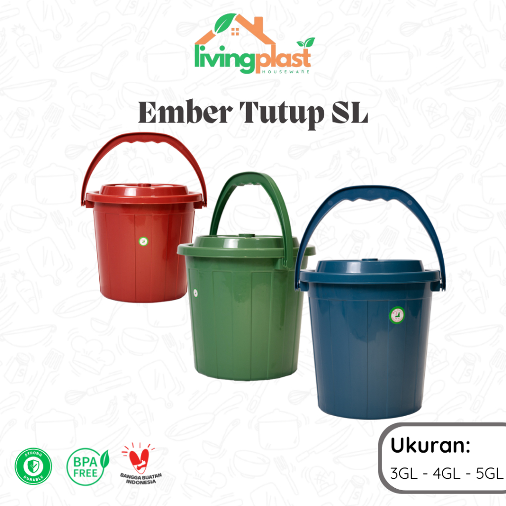 Jual [INSTANT] Ember Tutup SL 3GL 4GL 5GL / Ember Plastik Murah / Timba ...