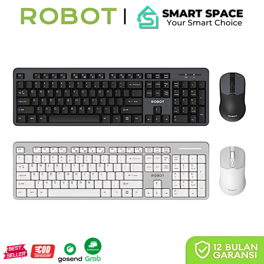 Jual ROBOT Keyboard Mouse Set Wireless Silent Key Ergonomic Portable ...