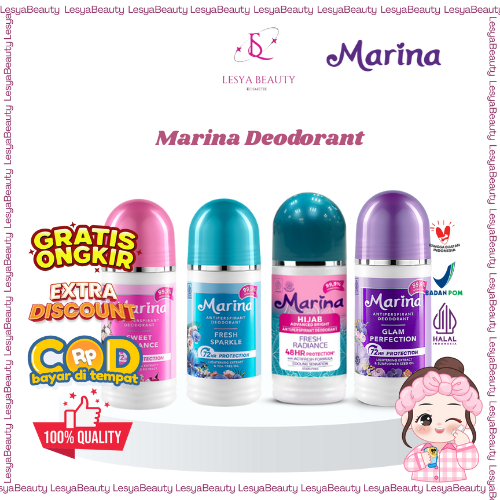 Jual MARINA DEODORANT Anti Perspirant Deodoran Roll On 50ML | Shopee ...