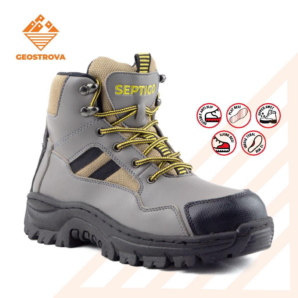 Jual Sepatu Safety Boots Pria Ujung Besi Slip Puncture Resist Awet Anti ...