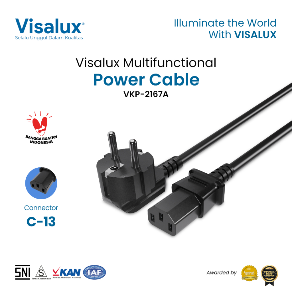 Jual Visalux Multifunctional Power Cable Connector C-13 / Kabel ...