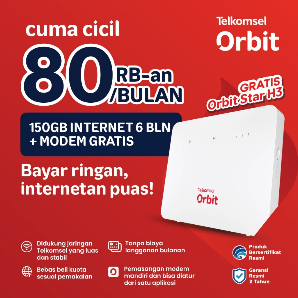 Jual Telkomsel Orbit Star H3 B313 Free Kuota Telkomsel 150GB GARANSI ...