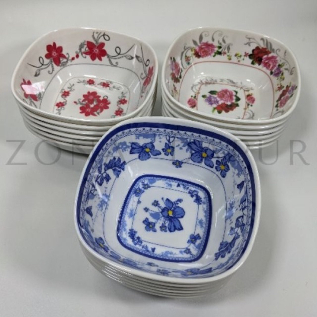 Jual (6pcs / 1lusin) - Mangkuk Kotak Melamin 6 inch MeiShing Motif ...