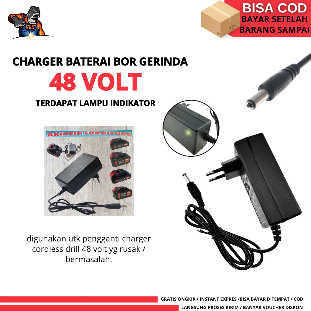 Jual Adaptor Charger Cas Mesin Bor Cordless Drill 21V Adaptor Charger ...