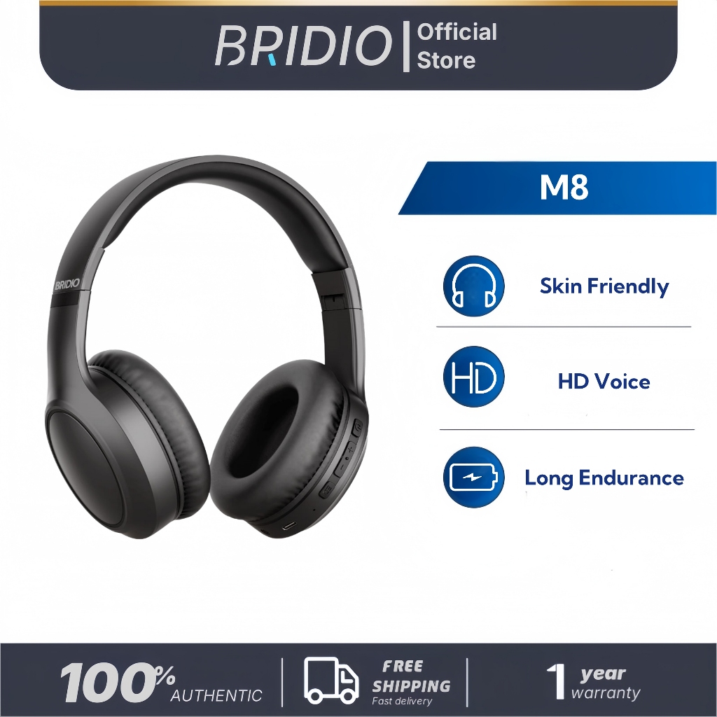 Jual Bridio M8 Headphones Bluetooth 5.4 Dual HiFi Stereo With ...