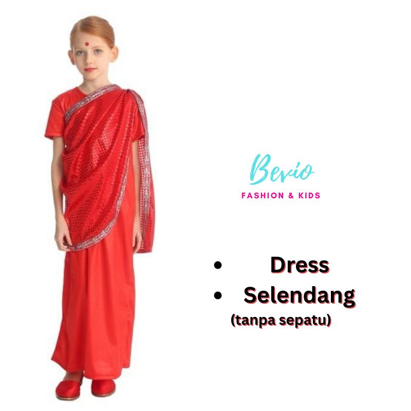Jual Kostum Sari India Anak Perempuan Dress Bollywood + Selendang ...