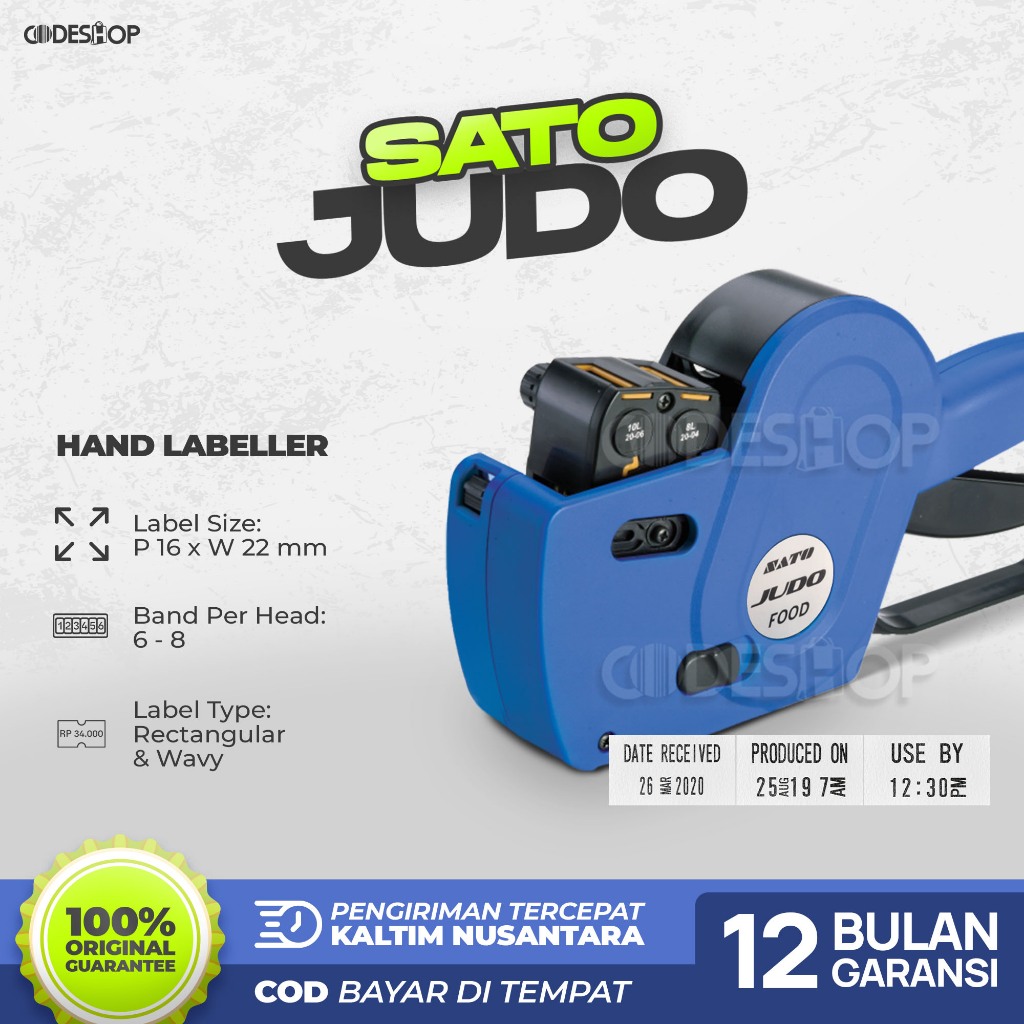 Jual SATO JUDO 22 Food Handlabel Hand Labeller 2 Baris Label Harga ...