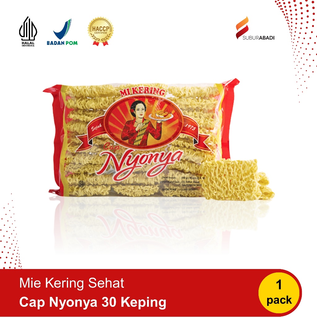 Jual Mie kering cap Nyonya isi 30 keping - 1 pack 600 gram - Tanpa ...