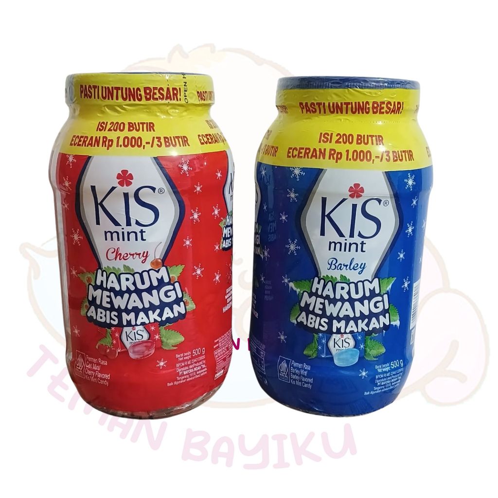 Jual Permen Kis Mint Cherry & Barley 500gr Jar 200 Butir Harum Kemasan Toples Candy Kiss ...